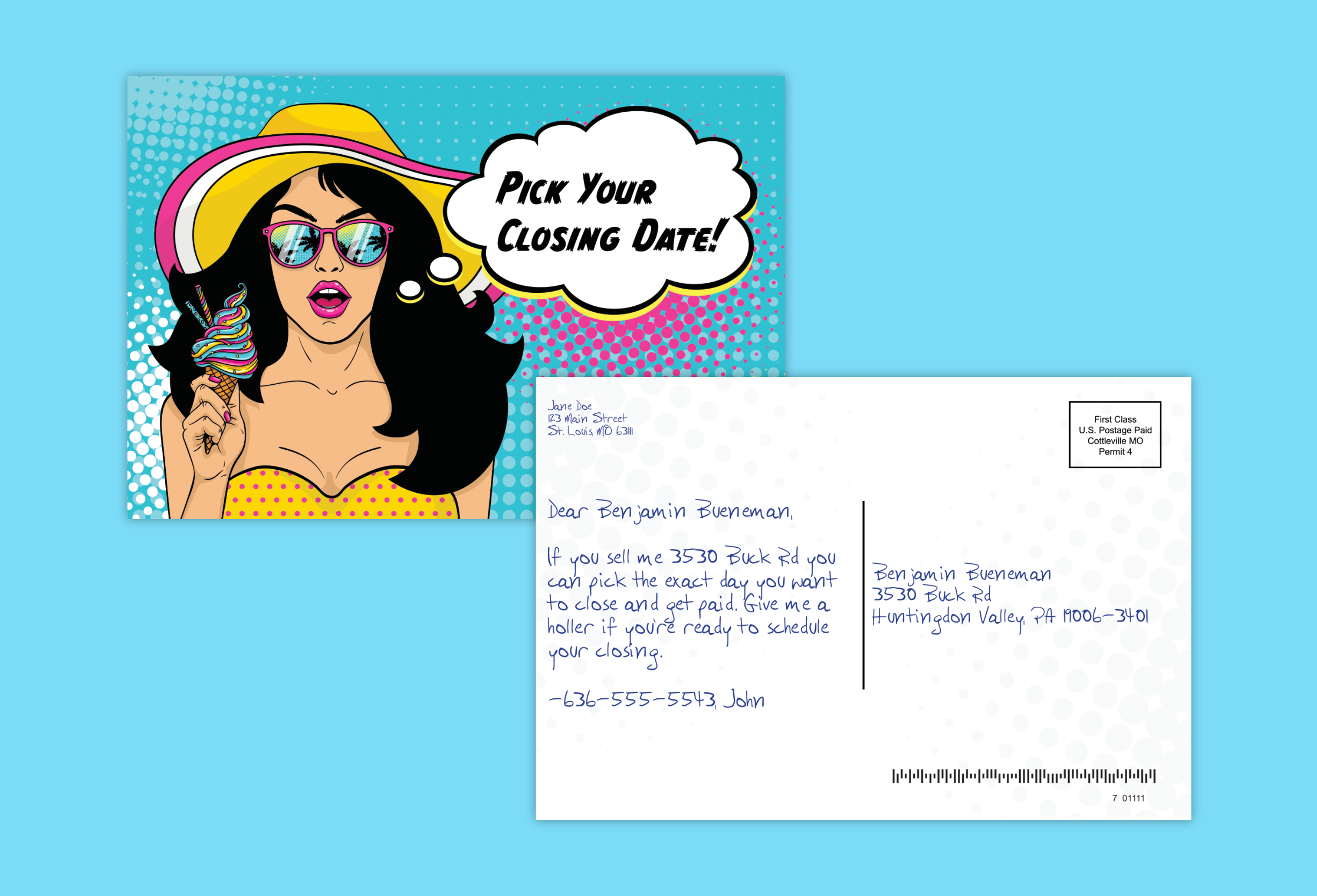 Comic Postcards - Pick Your Closing Date – Ballpoint Marketing